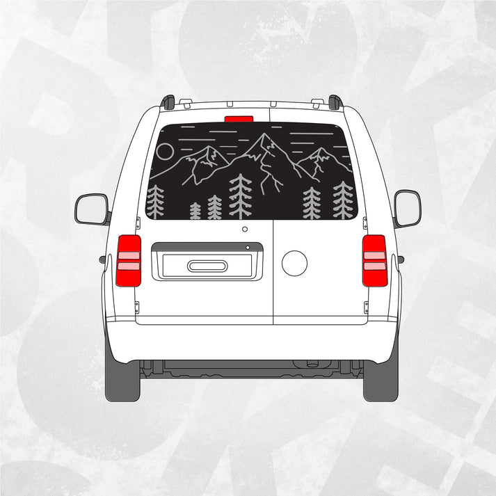 Volkswagen Caddy Rear Window Tree Mountain Decal fits VW Caddy MK3 van