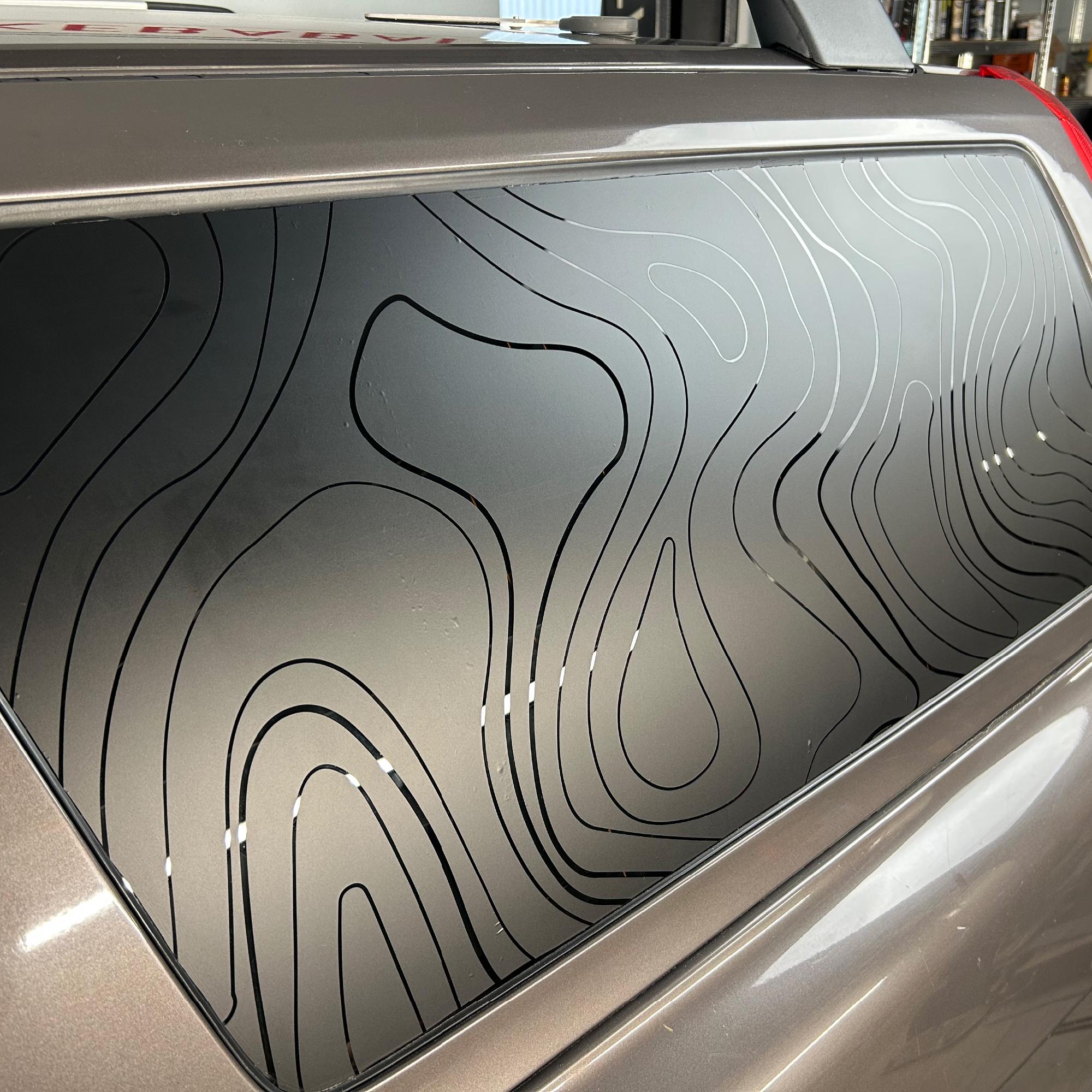 Topographic Window Decal for Cars, Vans & SUVs – Universal Window Stic