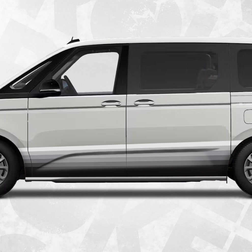 VW Multivan T7 Grey Gradient Side Stripe Rocker Panel Wrap Kit (Set of